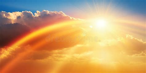 Golden Sunset With Clouds And Sun Stock Illustration Illustration Of