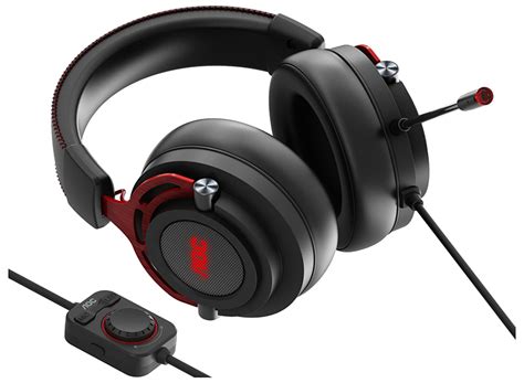 AOC GH300 Gaming Headphones Headset Wired Black Red Comms Express