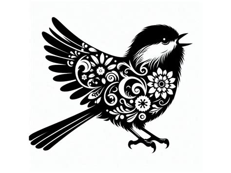 Silhouette Of A Chirping Chickadee Graphic By Info Uliasolovieva · Creative Fabrica