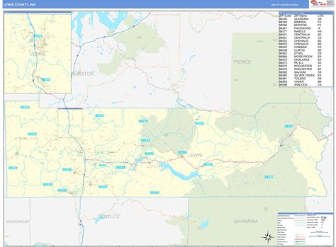 Lewis County Wa Zip Code Wall Map Basic Style By Marketmaps Mapsales