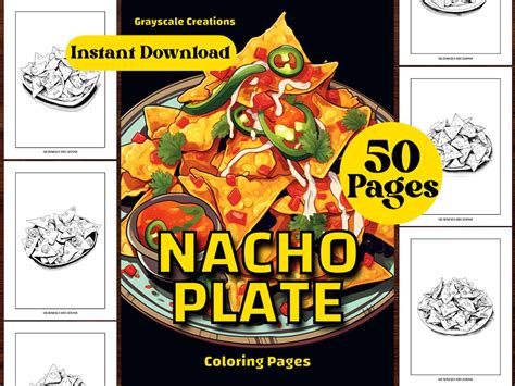 50 Nacho Plate Coloring Page Book Food Beverage Drinks Culinary