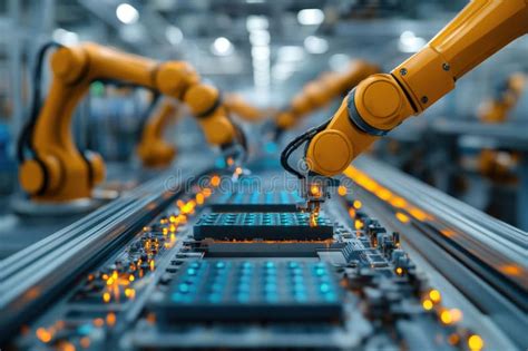 A High Tech Manufacturing Facility With Robotic Arms Assembling Ev