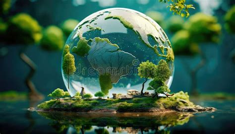 Crystal Earth Green Planet Conservation Concept With Green Earth In A