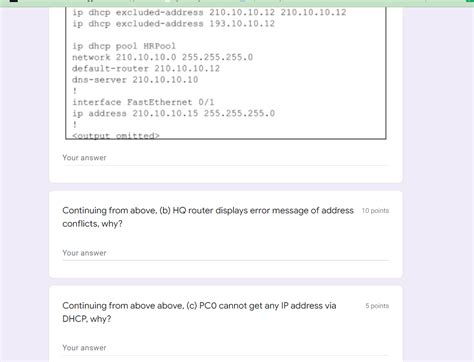 Solved Ip Dhcp Excluded Address 210 10 10 12 210 10 10 12 Ip