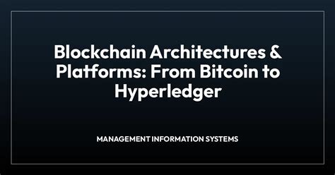 Blockchain Architectures And Platforms From Bitcoin To Hyperledger • Slm