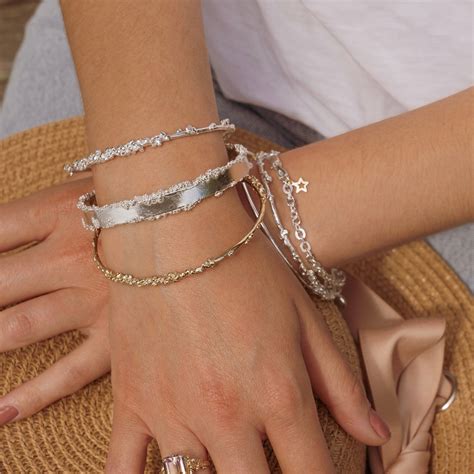 Dainty Silver Grain Bangle Everyday Ladies Bracelet Dainty London