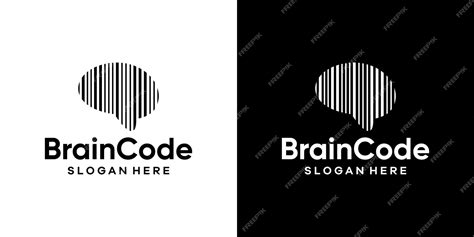 Premium Vector Brain Logo Design With Barcode Or Qr Code Graphic