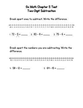 Go Math 2nd Grade Chapter 5 Tests 2 Digit Subtraction Distance
