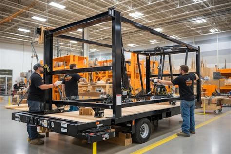 Premium Photo Workers Assembling A Steel Frame For A Warehouse
