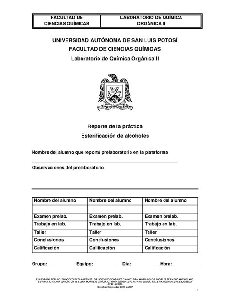 Práctica Esterificación De Alcoholes Ciencias QuÍmicas OrgÁnica Ii