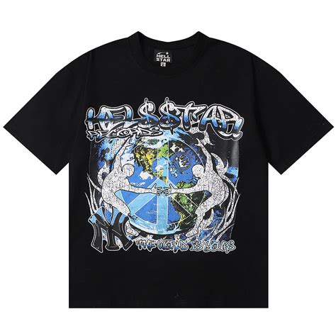 Hellstar Letter Printed T Shirt Black Azaogo