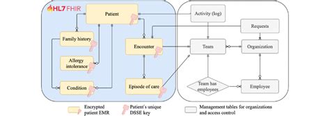 electronic medical record emr data model represented as entities