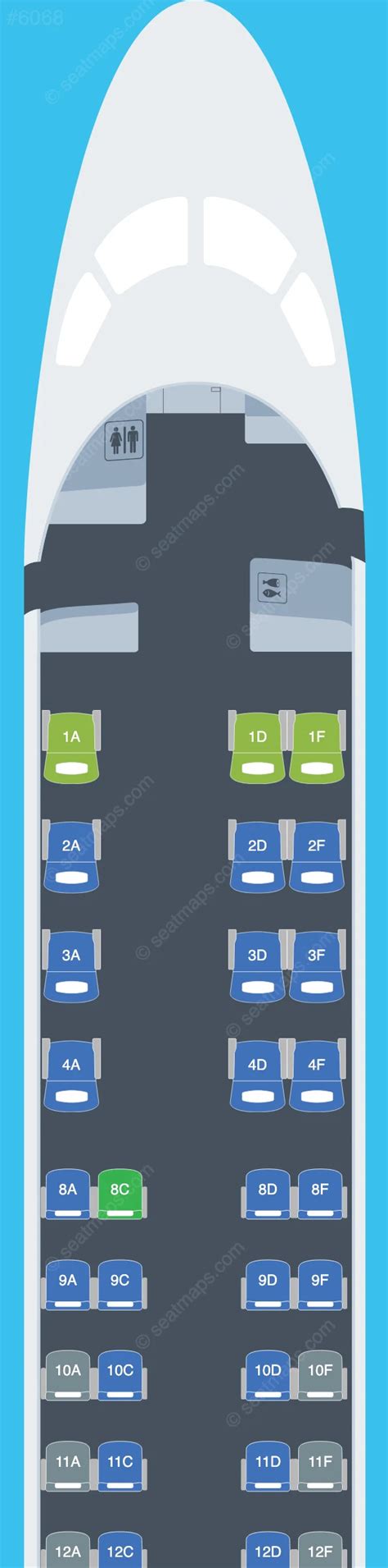 Seat Map Of Republic Airways Embraer E175 Aircraft