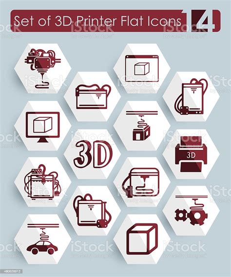 세트마다 3 D 프린터 아이콘 0명에 대한 스톡 벡터 아트 및 기타 이미지 0명 3차원 형태 기계류 Istock