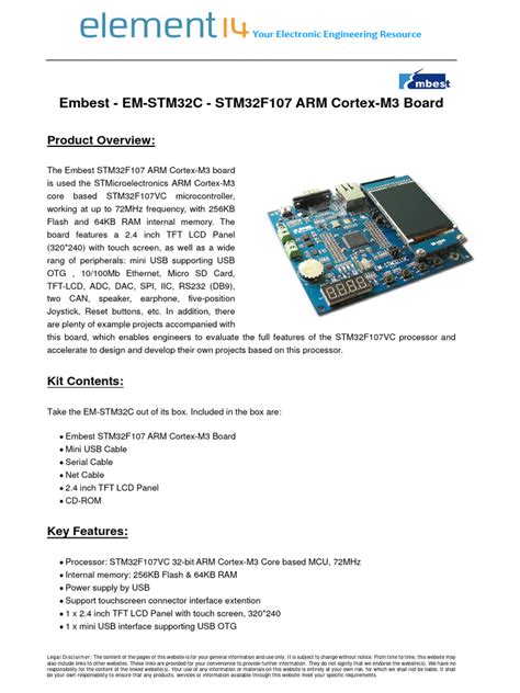 Embest Em Stm32c Stm32f107 Arm Cortex M3 Board Product Overview Pdf