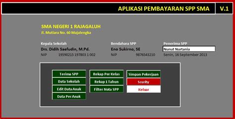 Membuat Aplikasi Pembayaran SPP Model Excel 2010 Keatas Terbaru Rumus Excel Lengkap