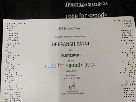 Deepansh Patni On Linkedin Codeforgood Jpmorganchase Jpmc