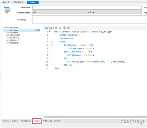 Mysql Workbench 查看触发器 Xiaobinqt 博客 技术改变生活