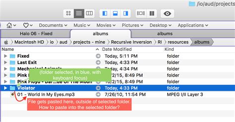 macos how to paste into selected folder using path finder on mac