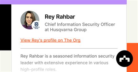 Rey Rahbar Chief Information Security Officer At Husqvarna Group