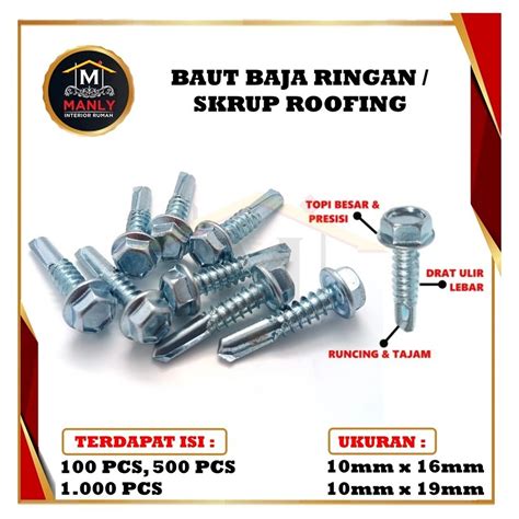 Jual Baut Skrup Roofing Ruping Baja Ringan Driling Screw Sekrup Paku