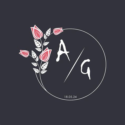 Premium Vector Ag Initial Monogram Some Rose Circle Wedding With