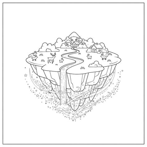Floating Island Coloring Page Coloring Pages Mimi Panda