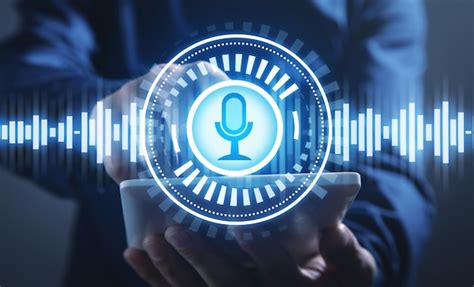 Premium Photo Voice Assistant Concept With A Man Using Tablet Computer