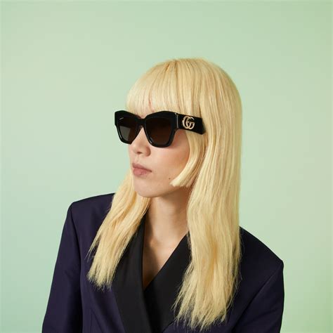 Cat Eye Frame Sunglasses In Black Acetate Gucci® Us