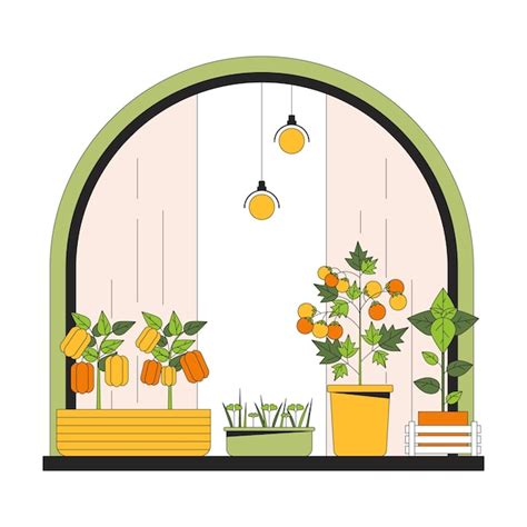 Premium Vector Windowsill Garden 2d Linear Cartoon Object