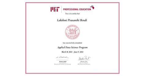 Lakshmi Prasanthi Bendi On Linkedin Applied Data Science Program