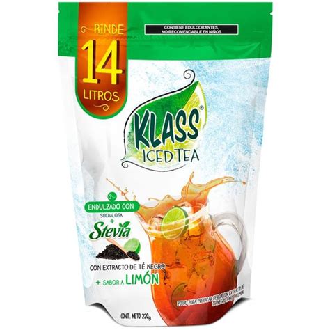 Polvo Para Preparar Bebida Klass Sabor Té Helado Limón Con Stevia 220 G