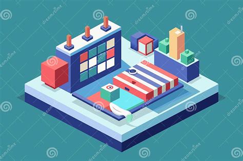 A Vibrant Isometric Illustration Showcases A Customizable Date Picker With Colorful Buttons And