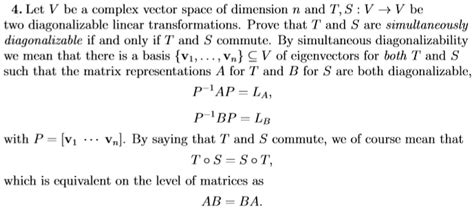 Let V Be A Complex Vector Space O Dlimension N And SolvedLib