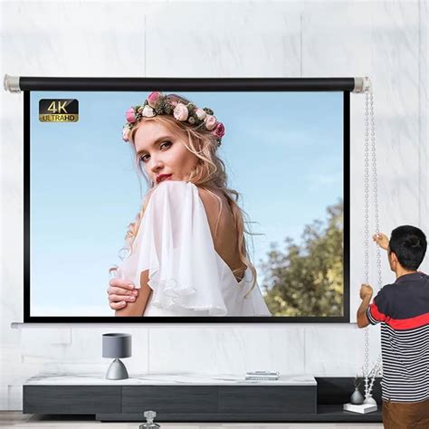 Projector Screen Motorized Zeny Outdoor Projector Screen Pull Down 80