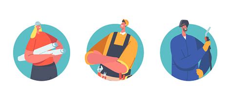 도구와 청사진 롤 핸디맨 용접기 및 건축가 엔지니어 또는 포맨 문자 전문 근로자 건설 현장에 대한 스톡 벡터 아트 및 기타 이미지 건설 현장 일함 건설 산업 Istock