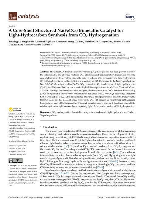 Pdf A Core Shell Structured Nafeco Bimetallic Catalyst For Light