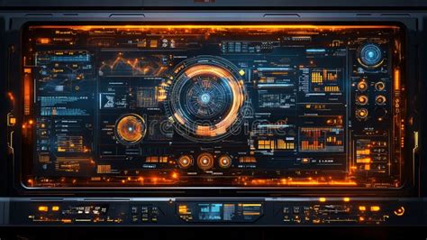 Futuristic Interface Displaying Complex Data And Analytics In Vibrant Orange Tones Ai