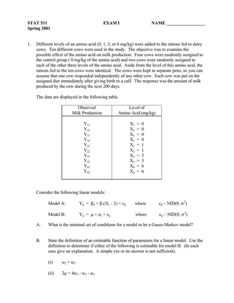 Stat 511 Exam I Name