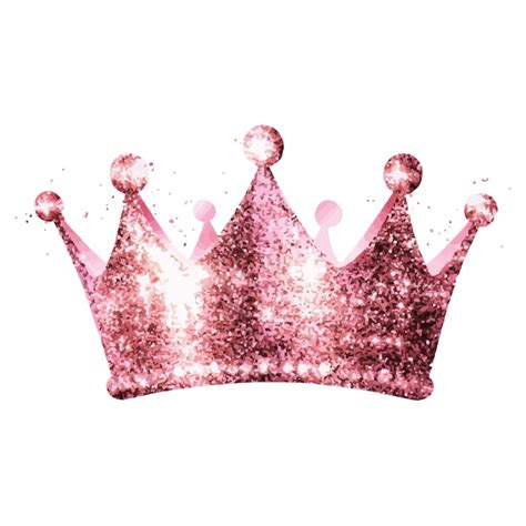 Pink Glitter Queen Crown Vector Premium Ai Generated Vector