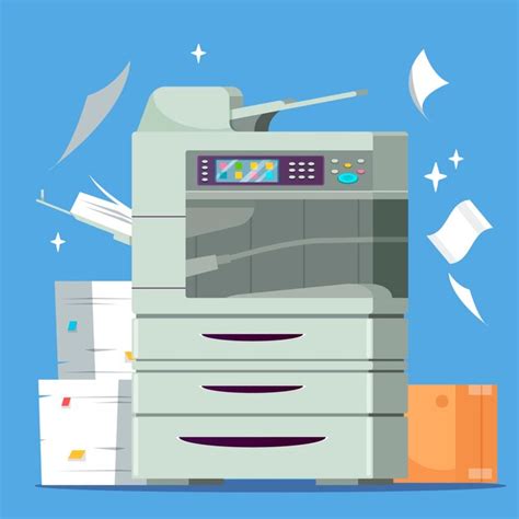 손으로 그린 사무실 프린터 그림 무료 벡터