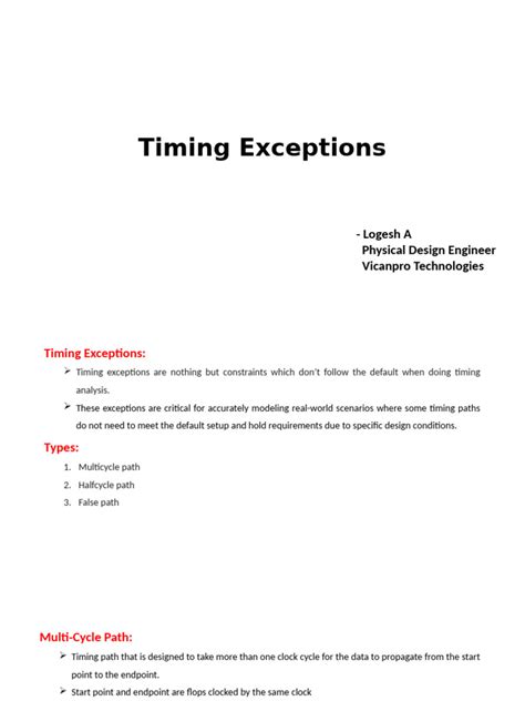 Timing Exceptions Pdf
