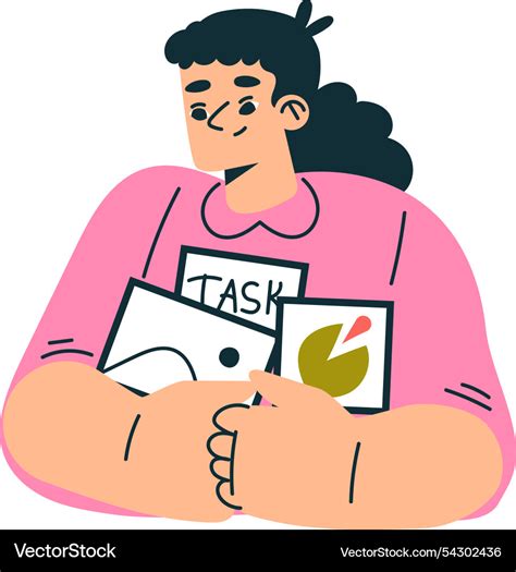 Productive Workflow With Woman Managing Task Vector Image