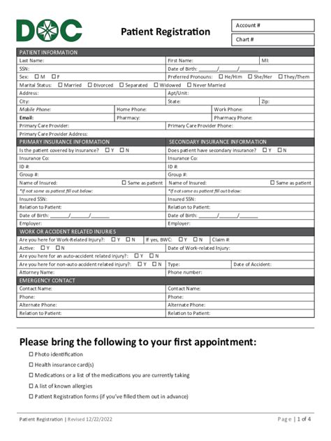 Fillable Online Sex Patient Registration Form Marital Status Occupation