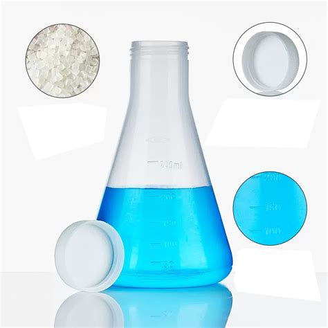 Science Plastic Measuring Conical Flask With Lid Laboratory Beaker Pp Material Conical Flask