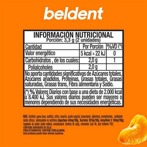 Chicles Beldent Mandarina 20 Gr Jumbo
