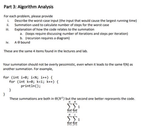 Part 3 Algorithm Analysis For Each Problem Please