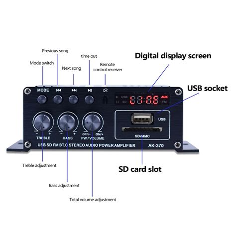 Ak370 Audio Amplifier Dc12v 20w2 Compact Power Am Vicedeal