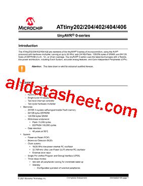 ATTINY SSFR Datasheet PDF Microchip Technology