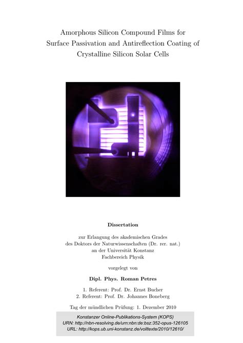 Pdf Amorphous Silicon Compound Films For Surface Passivation And Antireflection Coating Of